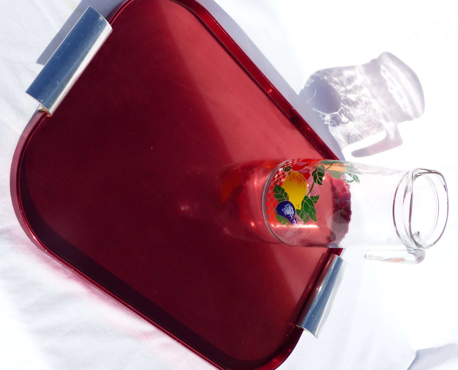 Mid-century Modern Kaymet Red Anodised Aluminium Serving / Bar Tray. 50 ...