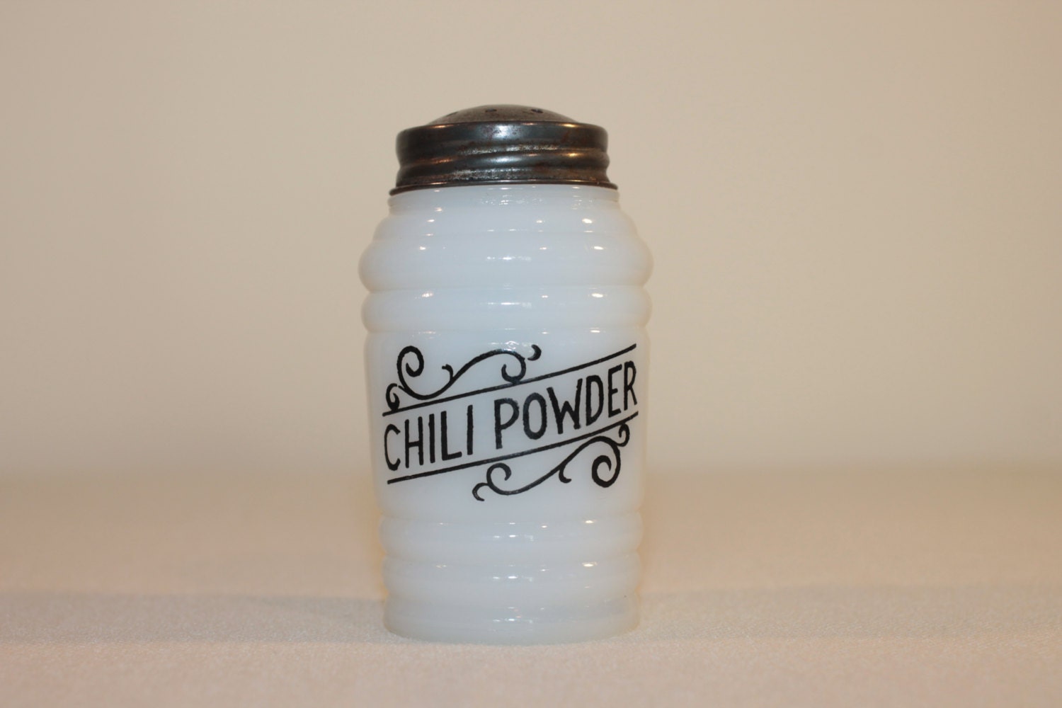 Hazel Atlas Chili Powder Spice Shaker – White Glass with Black Letters ...