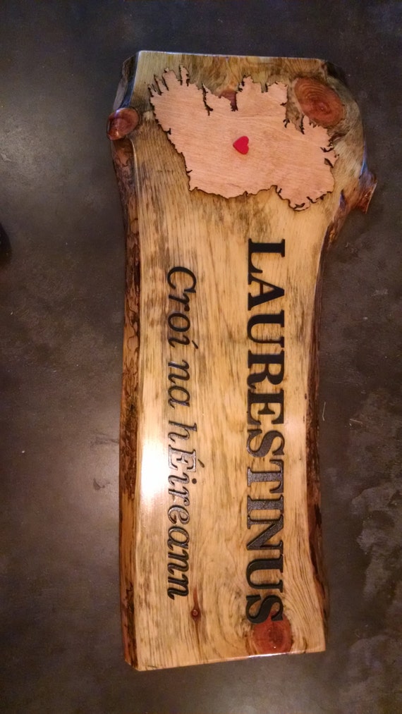 Custom made pine slab wood sign. Laser engraved and laser cut