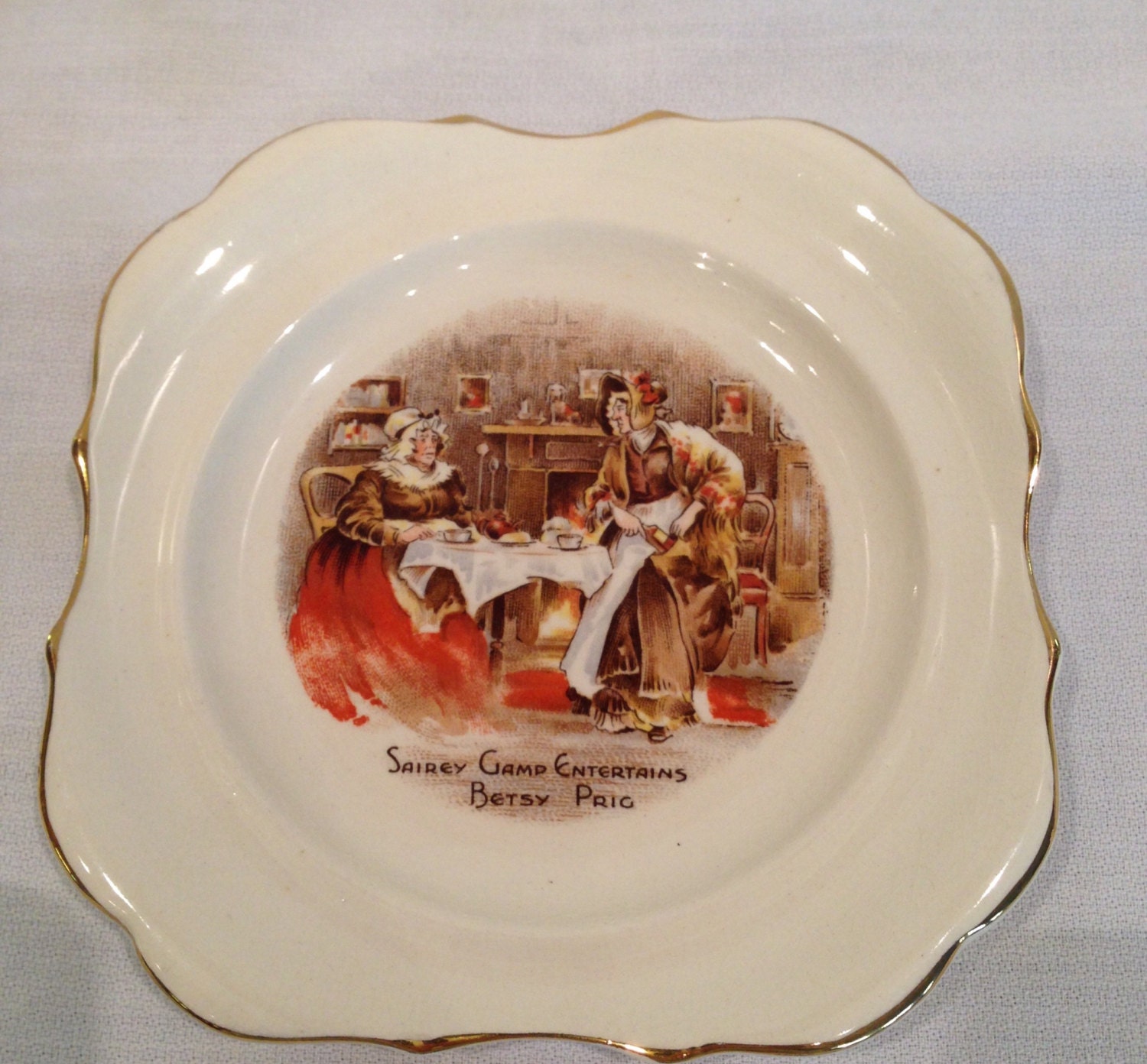 Sandland Ware Sairey Gamp Entertains Betsy Prig Plate London