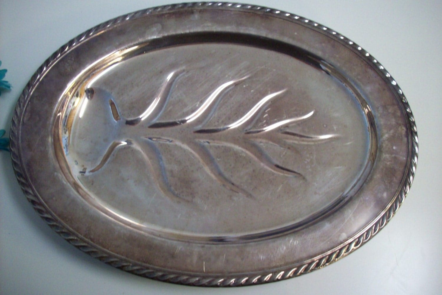 Rustic serving piece/ Vintage Silver Serving Tray/ Wm Rogers Silver ...