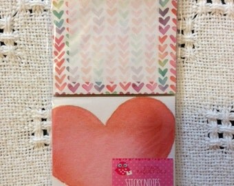 Target Dollar Spot Sticky Notes Valentine's Day Heart and Heart Pink Purple