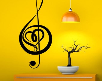 Rock Music Wall Vinyl Decal Treble Clef Notes Sticker Interior