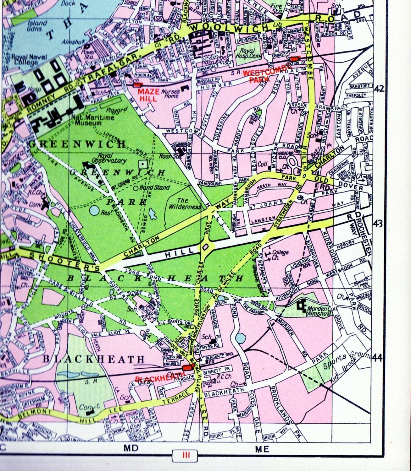 vintage LONDON street map of Greenwich by theStoryOfVintage