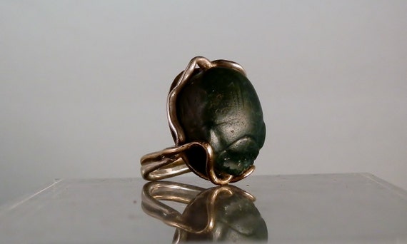 Theodore Drendel Jewelry Fine Gold Ring Carved Nephrite Jade