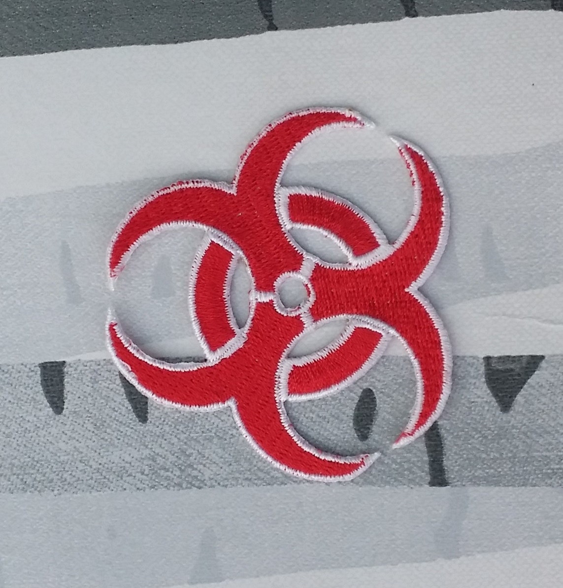 Red Biohazard Symbol Embroidered Patch Applique Very Gothic