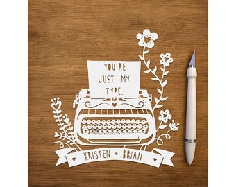 Custom Papercut Personalized Floral Heart Original