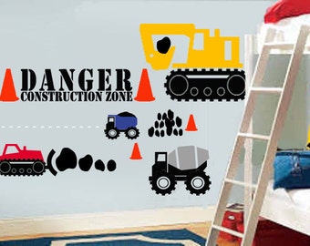 Huge Construction Zone Theme Boys Wall Decal - Nursery - Kids Room ...