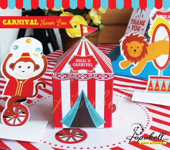 Circus Favor Box for Circus Birthday Party. Carnival Favor Box for ...