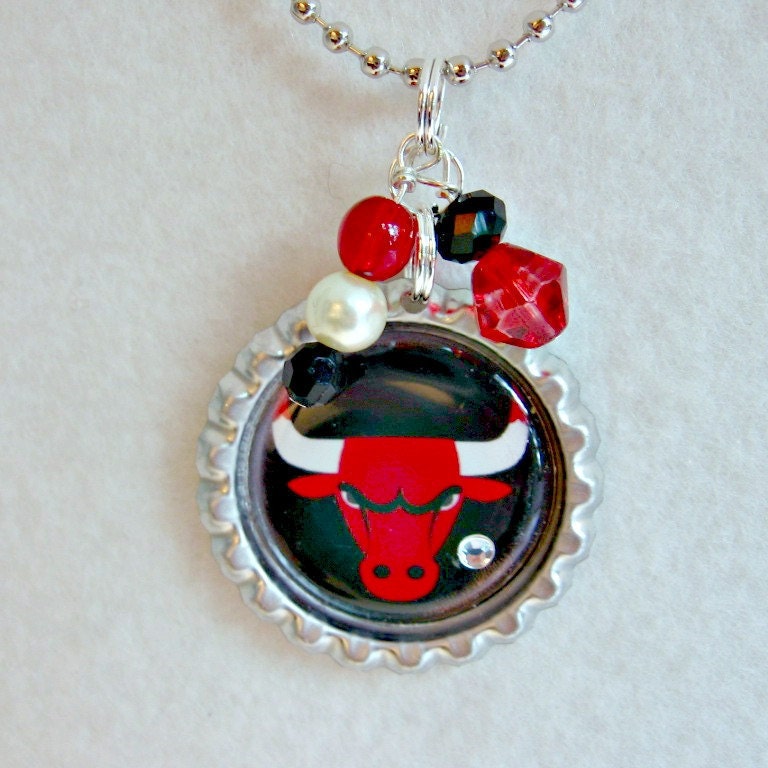 Chicago Bulls Necklace Chicago Bulls Jewelry Sports Jewelry