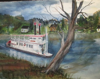Boat watercolor | Etsy