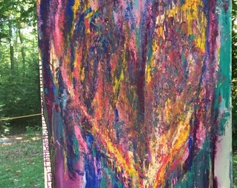 Abstract painting Modern wall art Extra large wall art Heart painting ...