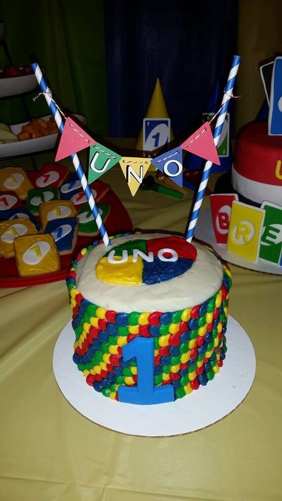 UNO Cake Topper Bunting First Birthday Smash Cake