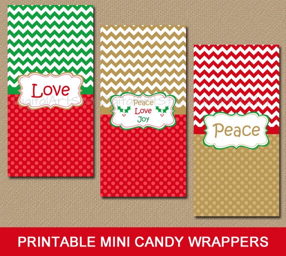 Printable Christmas Candy Wrappers - Peace Love Joy - Christian Mini ...