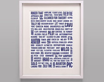 Aviation Lingo Typography Print, Pilot Lingo Word Art, Pilot Word Cloud ...