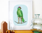 Items similar to Parrot with human legs giclee Art Print sighed and ...