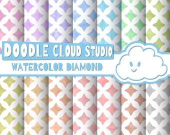 Seamless Watercolor digital paper pack by DoodleCloudStudio
