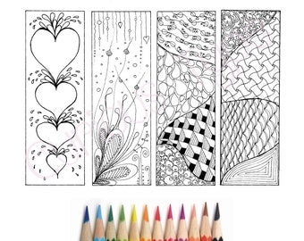 Items similar to Zentangle Inspired Bookmarks Printable Coloring Page ...