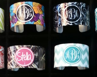 Items similar to Rustic Cuff Monogram Cuff Bracelet - antique blue with ...