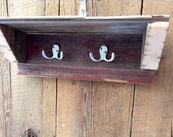 Rustic Hooked Key chain Holder. Made from Reclaimed Barn Wood.
