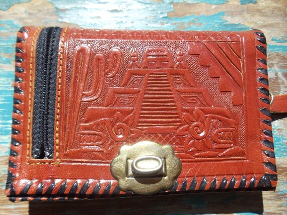 Vintage Mexican Tooled Leather Wallet with by CowgirlintheSun