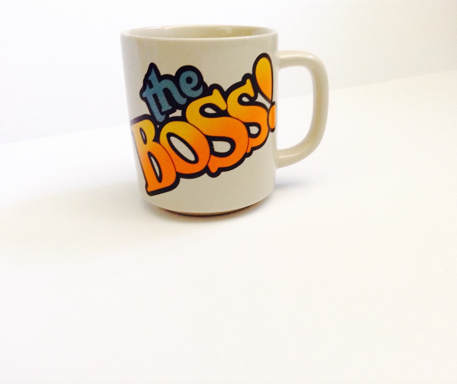 Vintage mug. Vintage graphic 80’s mug. Cream colored the boss mug ...