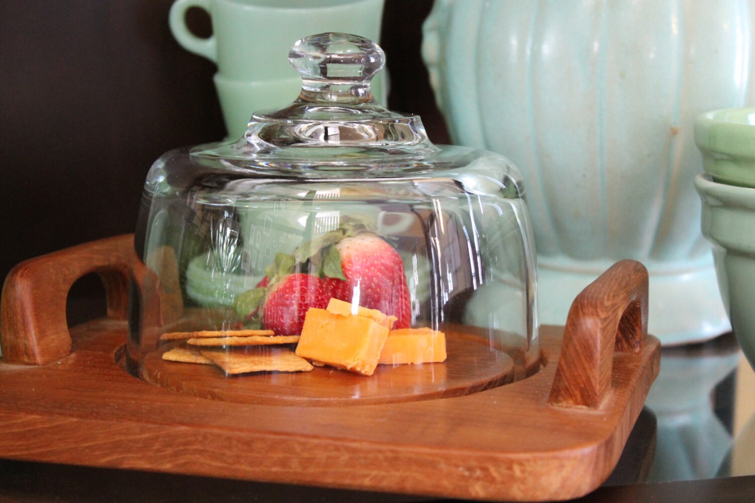 Vintage Wood and Glass Cheese Tray – Haute Juice