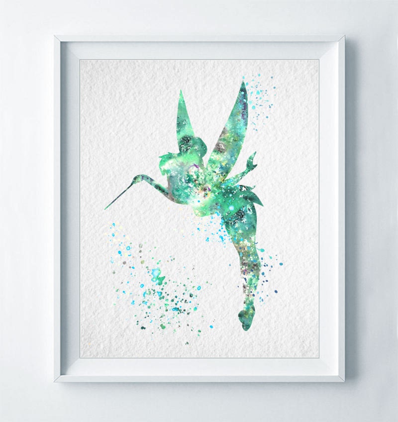TinkerBell Watercolor Print Tinker Bell Disney Poster Nursery