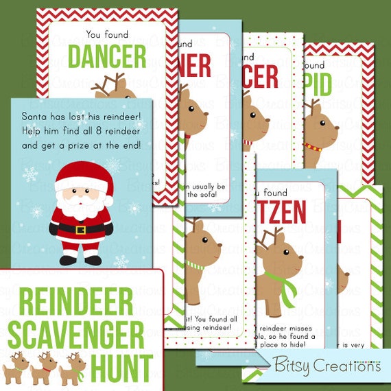 Printable Reindeer Scavenger Hunt PDF Instant Download