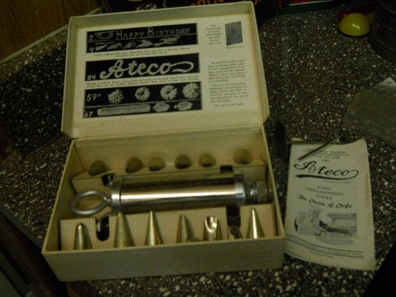 Vintage Ateco Icing Set In the Box Cake Decorator Set Cake
