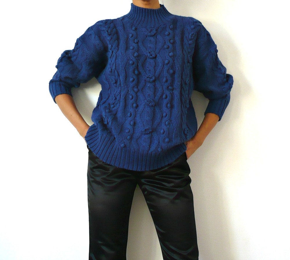 French Vintage Dark Cobalt Blue Knit Sweater – Haute Juice