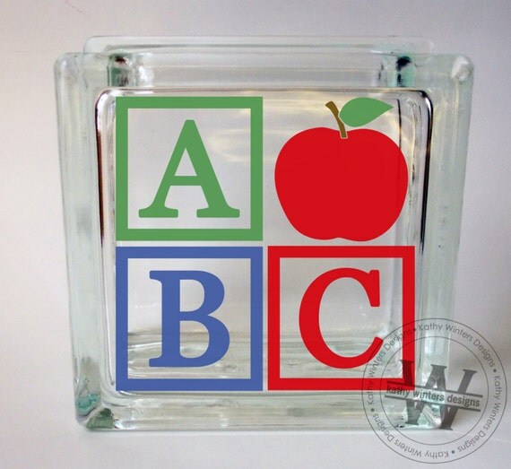 Vinyl Lettering Glass Block Decal ABC by KWintersDesigns on Etsy