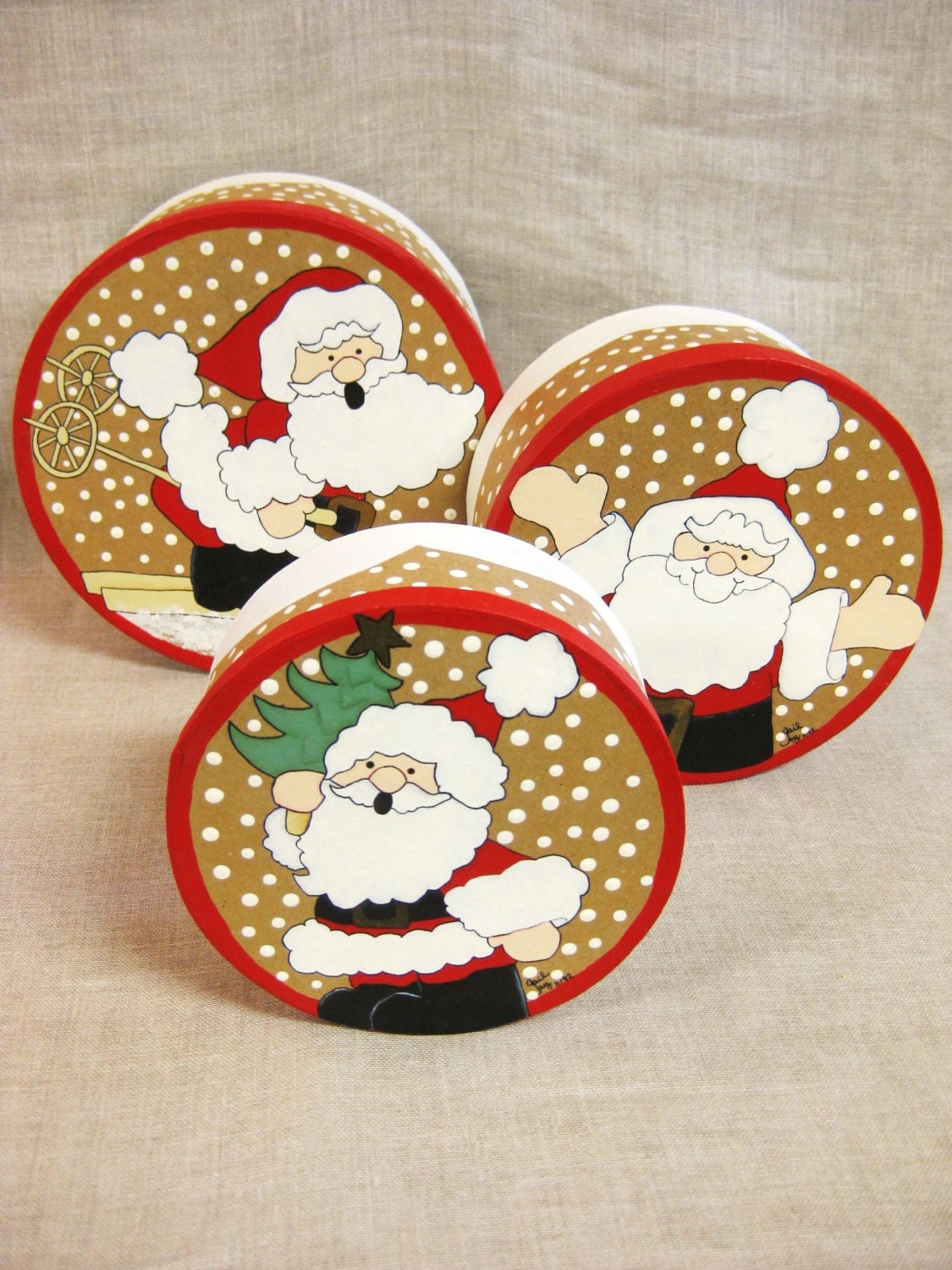 Nesting Santa Boxes , Round Nesting Boxes , Hand Painted Boxes ...