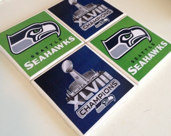 Seattle Seahawks Super Bowl Champions Coasters, Ceramic NFL Coasters ...