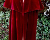 Items similar to 1950s Ruby Velvet Cape Collar Evening Coat, Designer ...