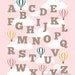 Nursery Alphabet ABCs Hot Air Balloon Printable Wall Art Pink