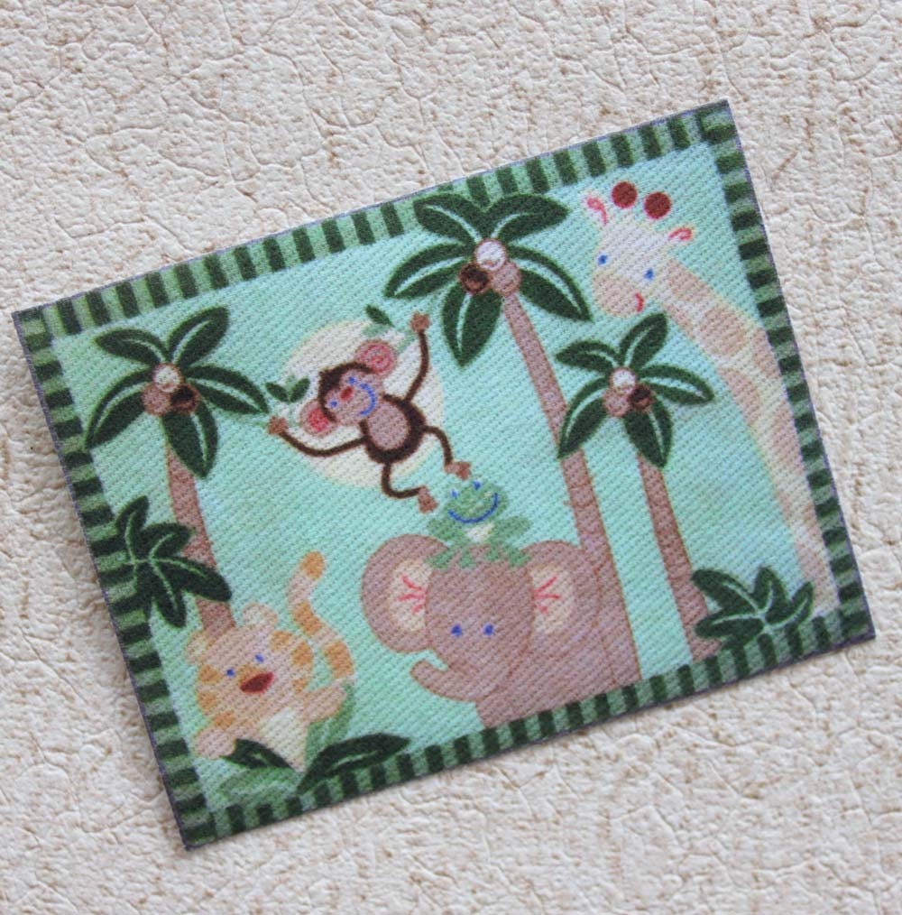 Miniature Nursery or Childs Room Rug Jungle Animal Theme