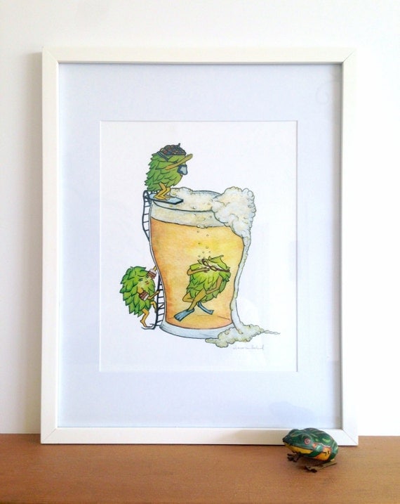 HOP HOPS HOPPING Art Print Portland Beer by alittlesun on Etsy
