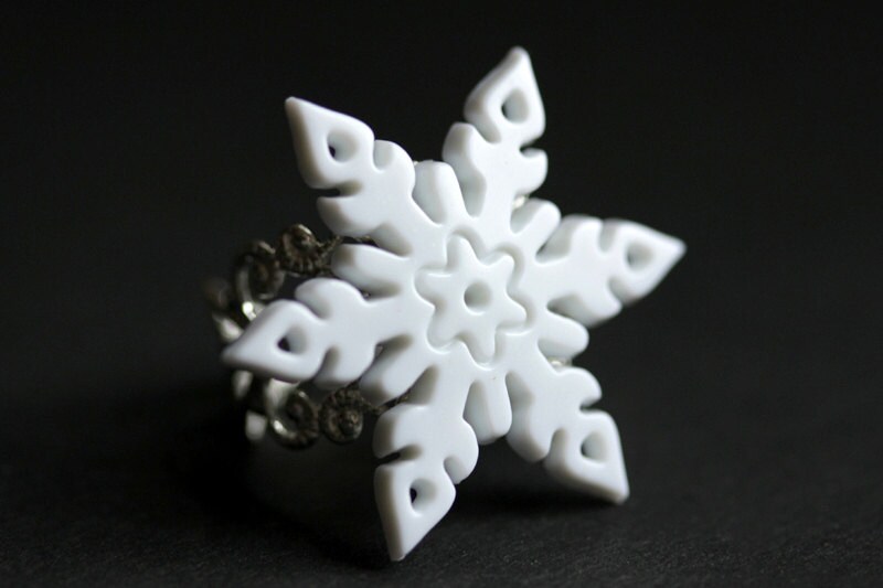 Snowflake Ring. White Snowflake Christmas by StumblingOnSainthood