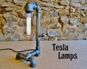 Black iron pipe lamps with FAUCET HANDLE DIMMERS by TeslaLamps