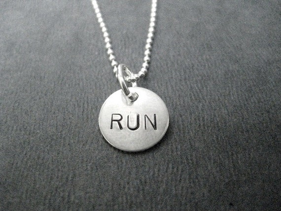 RUN JUST RUN Sterling Silver Running Necklace Hand by TheRunHome