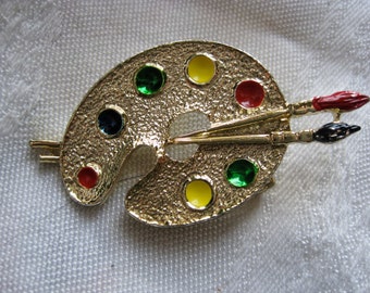 Paint palette brooch | Etsy