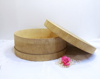 50% Off Sale Vintage Round Wood Box/Wood Hat Box/Wood Cheese Box/French ...