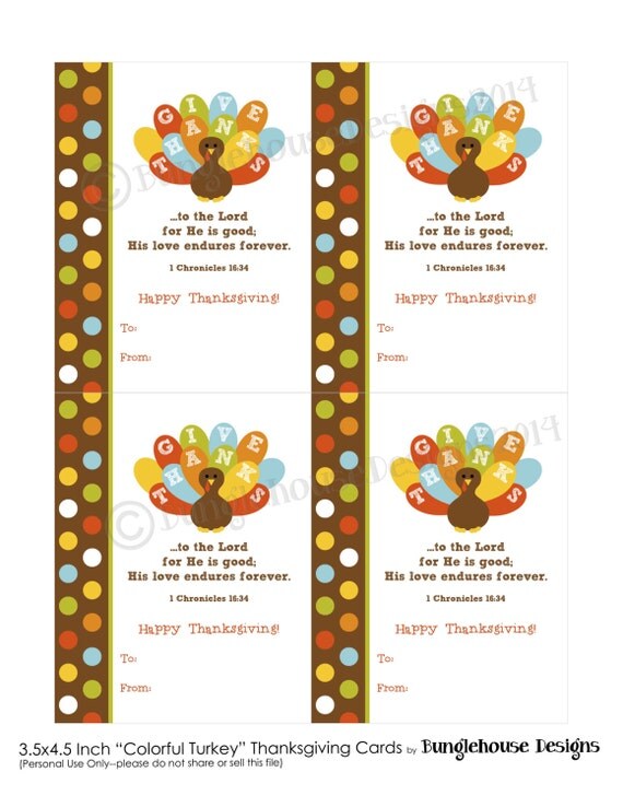 Printable Thanksgiving Card Kids by bunglehousedesigns on Etsy