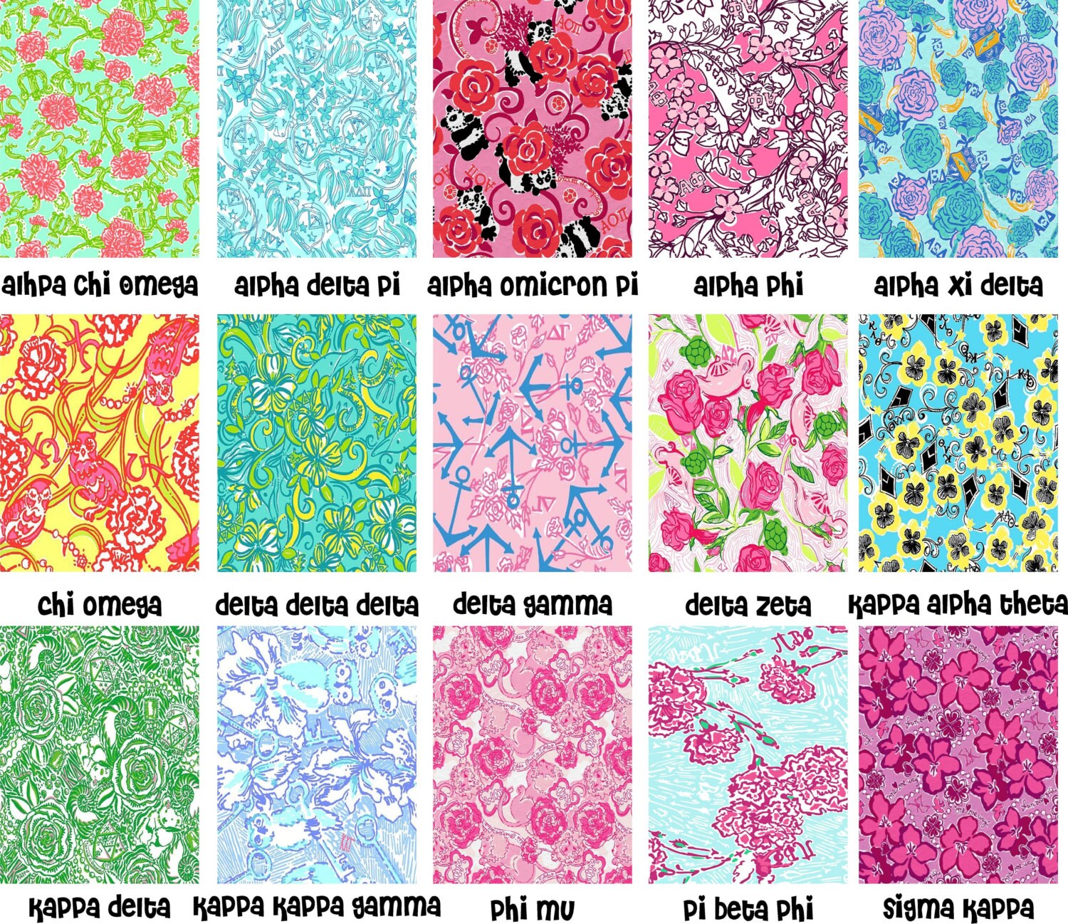 Lilly Pulitzer inspired Sorority Prints by SouthernTreasuresMS