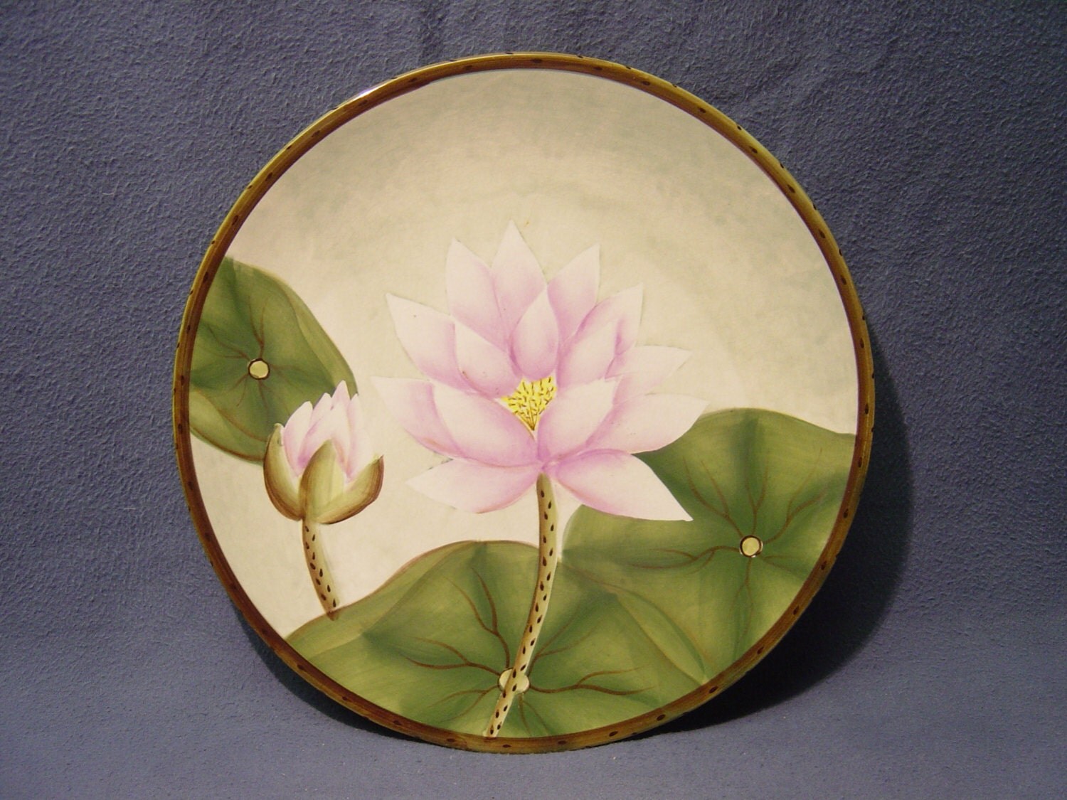 Vintage Hand painted pink water lily plate 10″ pacific rim – Haute Juice