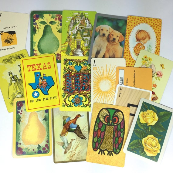 16 Mixed CARD Lot Vintage Playing Cards Mixed Ephemera for