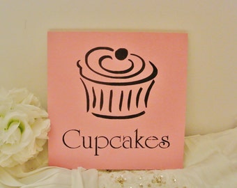 CUPCAKES SIGN/Wood Sign/Pink and Black/Wedding Sign/Bakery Sign/Custom ...