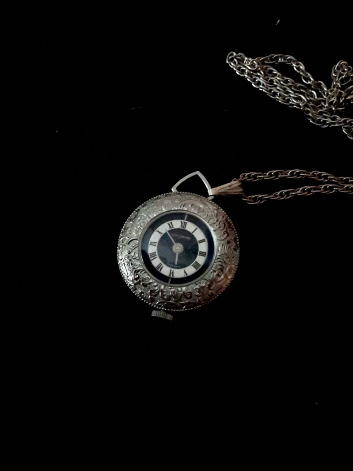Customtime Ladies Wind Up Pocket Watch Pendant, Swiss Movement, Silver ...