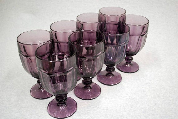 Set of 8 LIBBEY Gibraltar Duratuff USA Amethyst by Irefuse2growup
